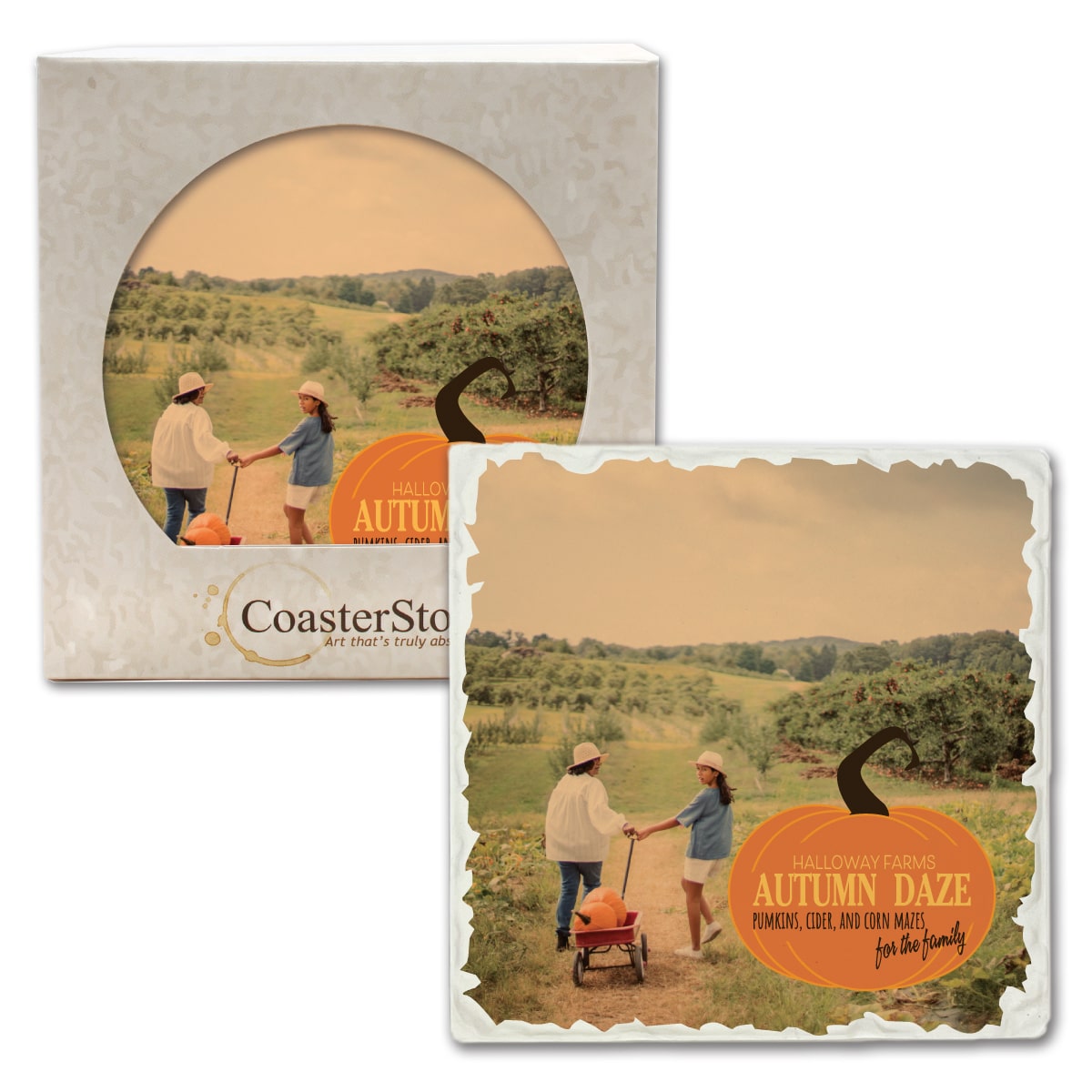 Custom CoasterStone 4″ Tumbled Square – Single with Logo ...